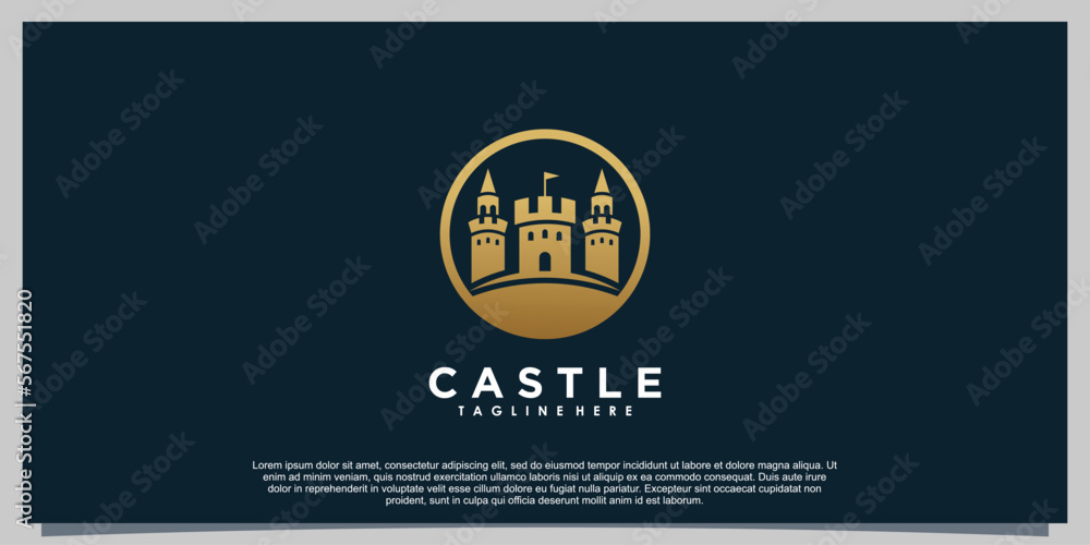 castle logo design inspiration with template creative concept Stock ...