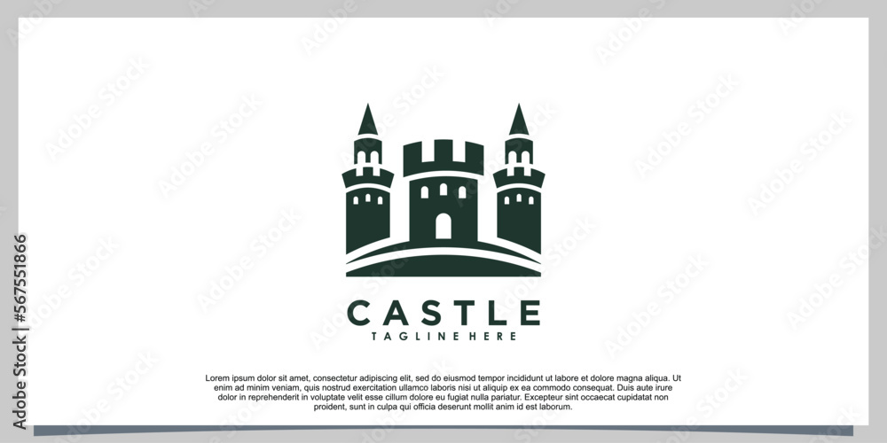 castle logo design inspiration with template creative concept Stock ...