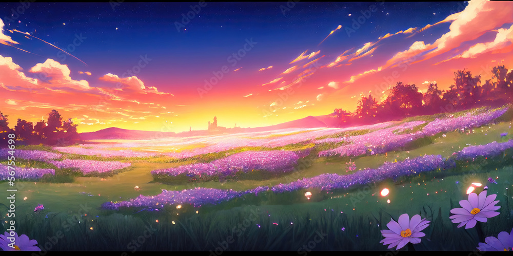 fantasy field - expansive landscape scene made to look like modern ...