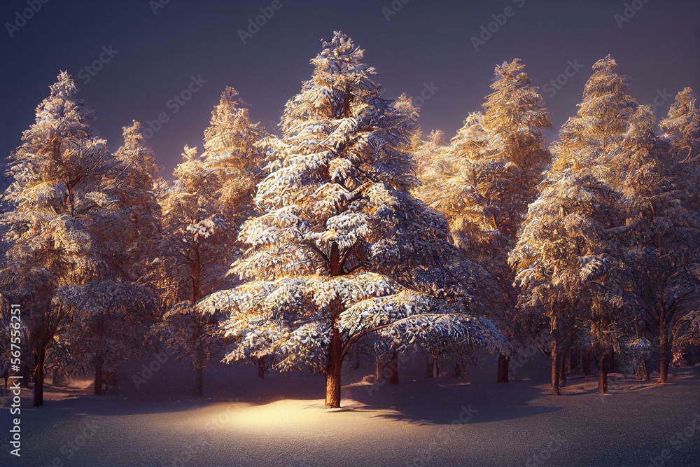 snow covered deodar cedar Himalayan cedar tree winter hq cutout arch ...