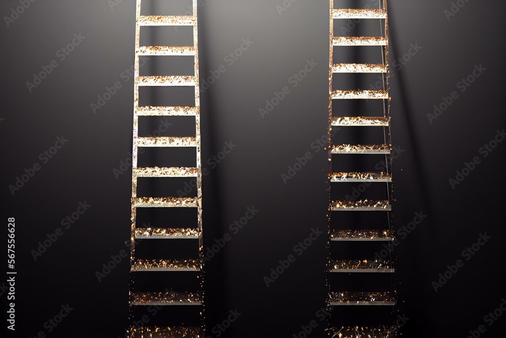 The ladder of success that sparkles. 3D Render. Generative AI Stock ...