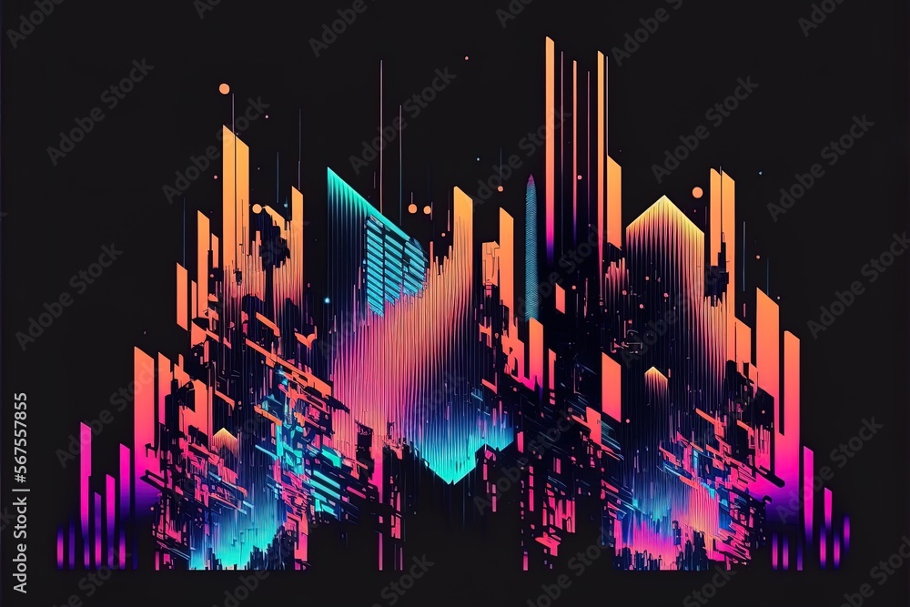 ภาพประกอบสต็อก Abstract background with interlaced digital glitch and ...