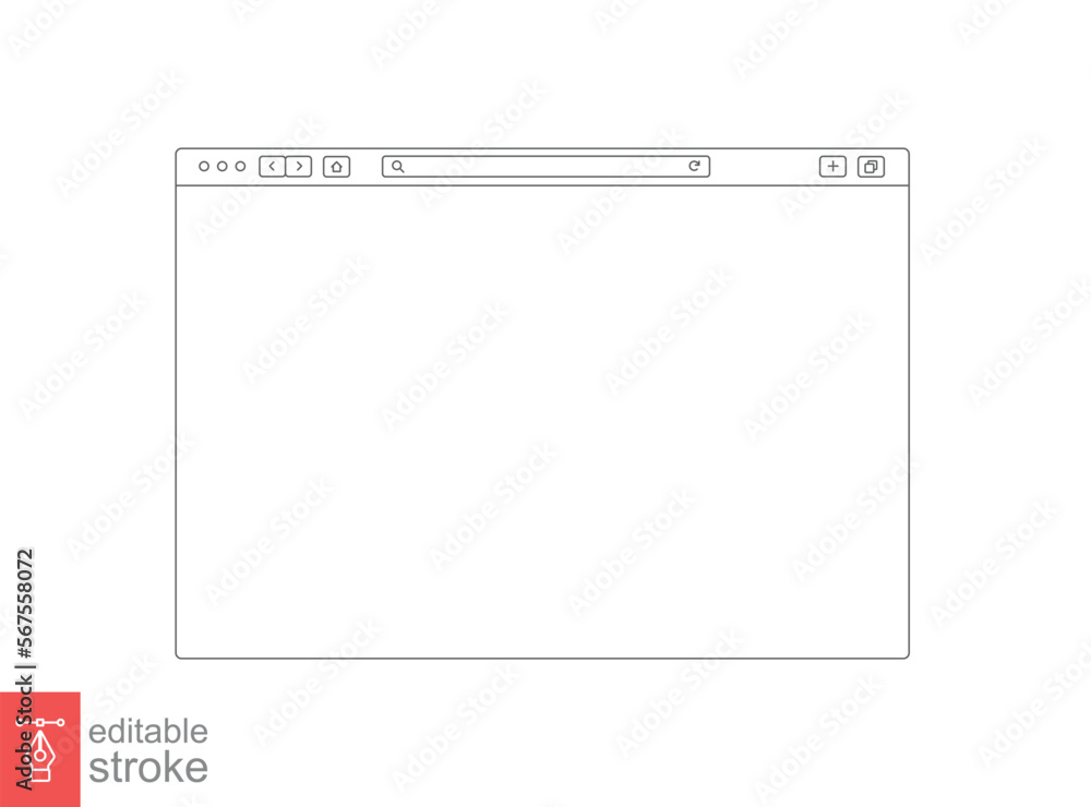 Browser mockup outline for website. Empty browser window in line style ...