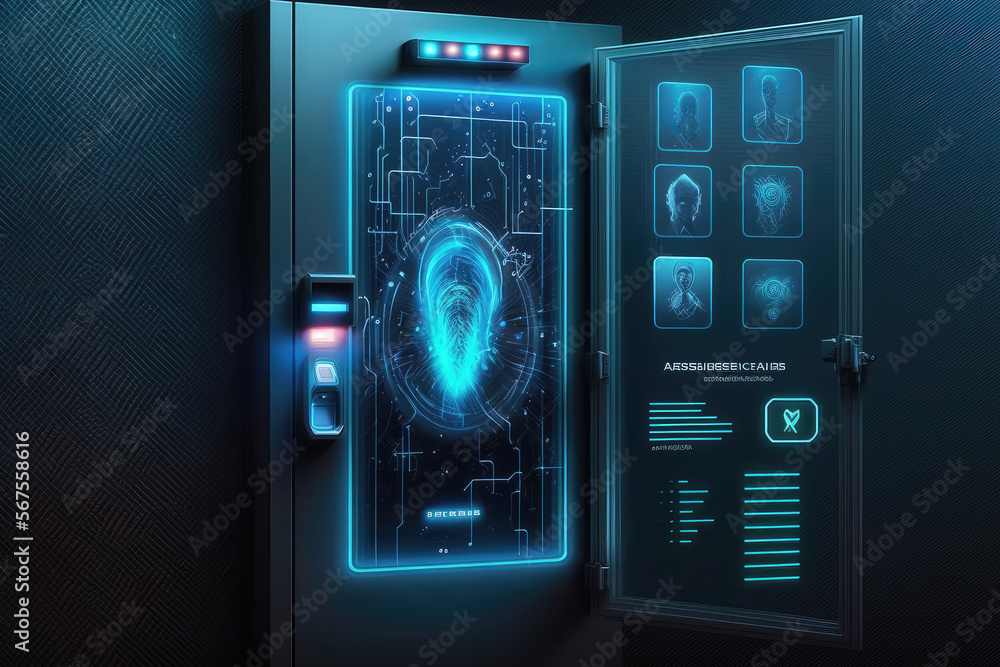 Biometric identification system on a high-tech door, generative ai ...