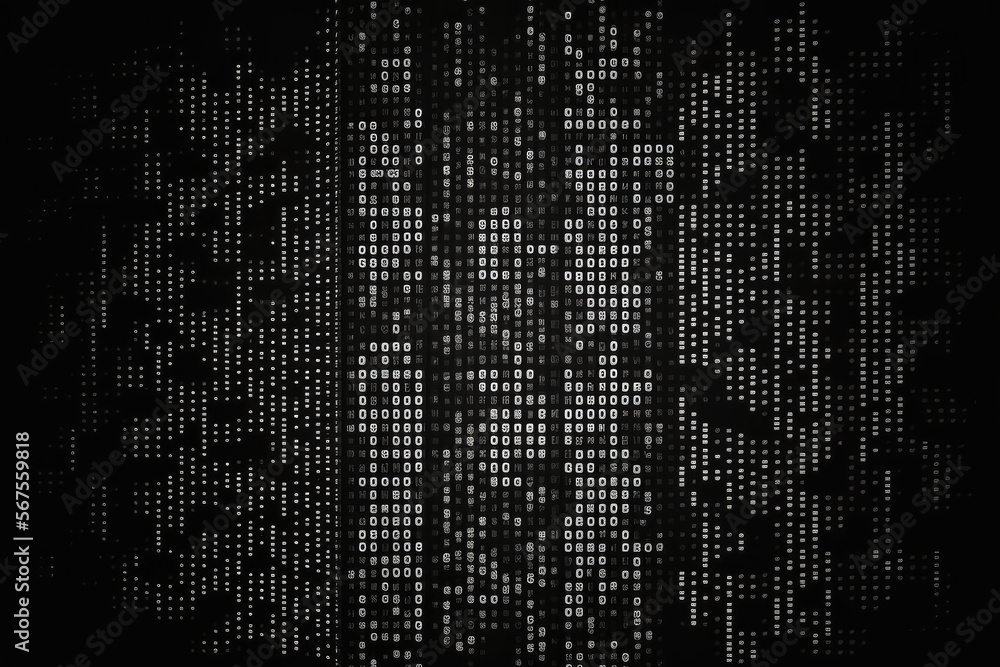 Innovative code system forms a grid pattern on a black background ...