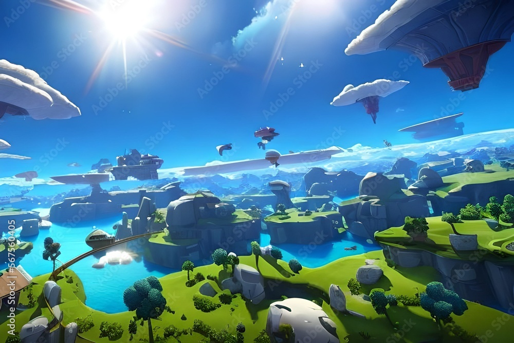Stunning Game Background Landscape with Beautiful Sky - Generative AI ...