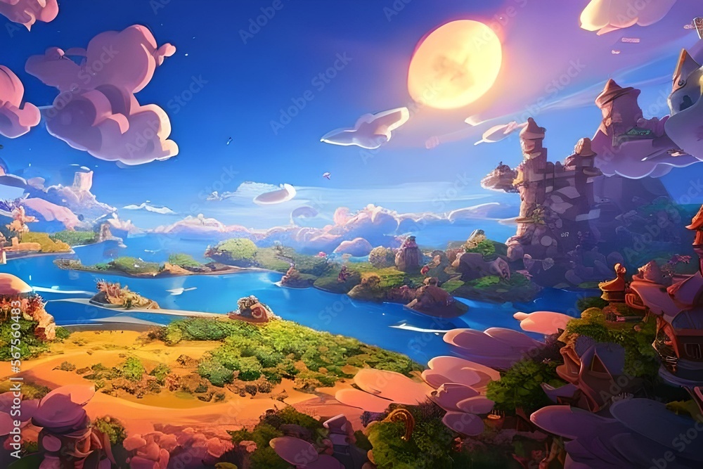 Stunning Game Background Landscape with Beautiful Sky - Generative AI ...
