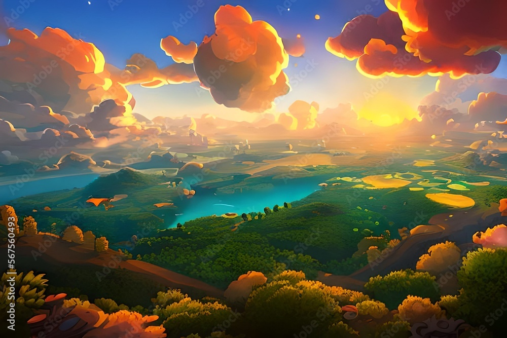 Stunning Game Background Landscape with Beautiful Sky - Generative AI ...