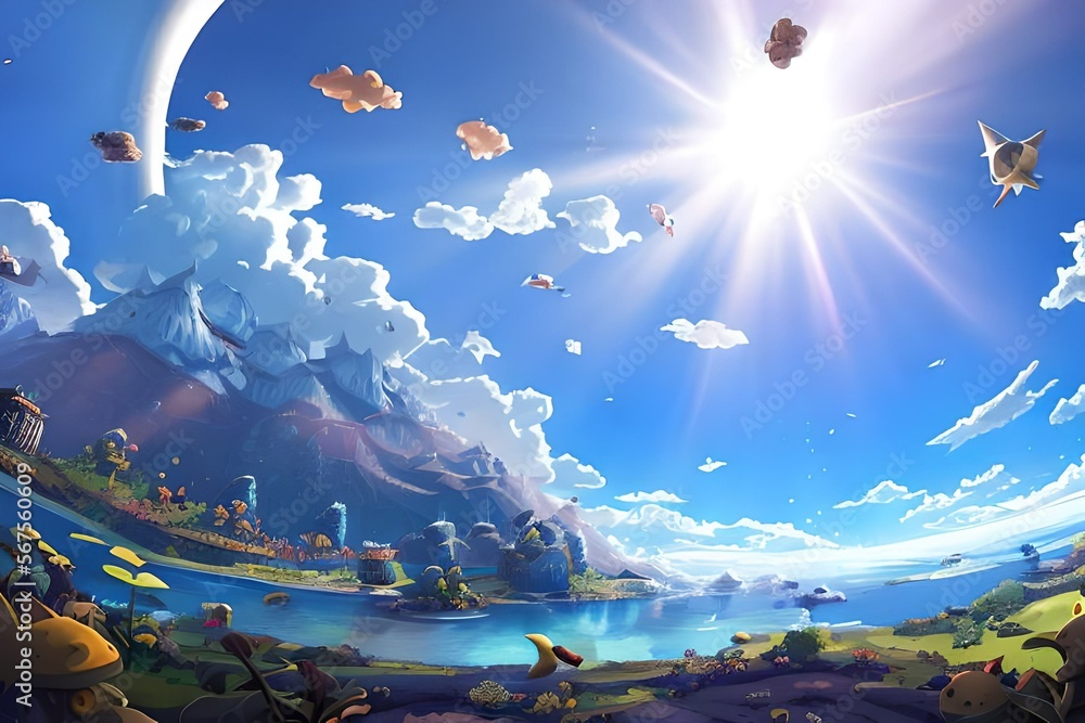 Stunning Game Background Landscape with Beautiful Sky - Generative AI ...