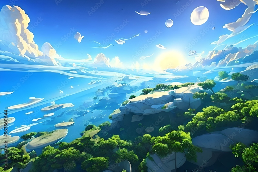 Stunning Game Background Landscape with Beautiful Sky - Generative AI ...