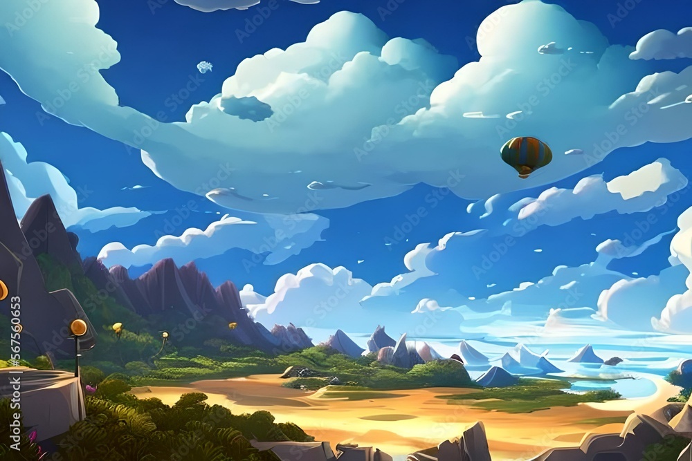 Stunning Game Background Landscape with Beautiful Sky - Generative AI ...