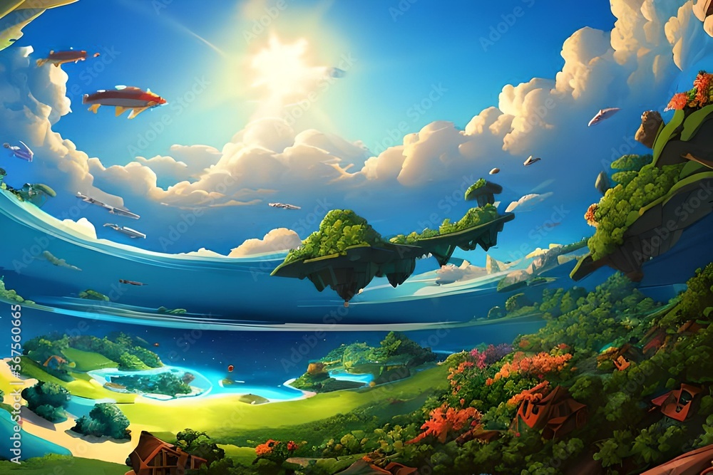 Stunning Game Background Landscape with Beautiful Sky - Generative AI ...