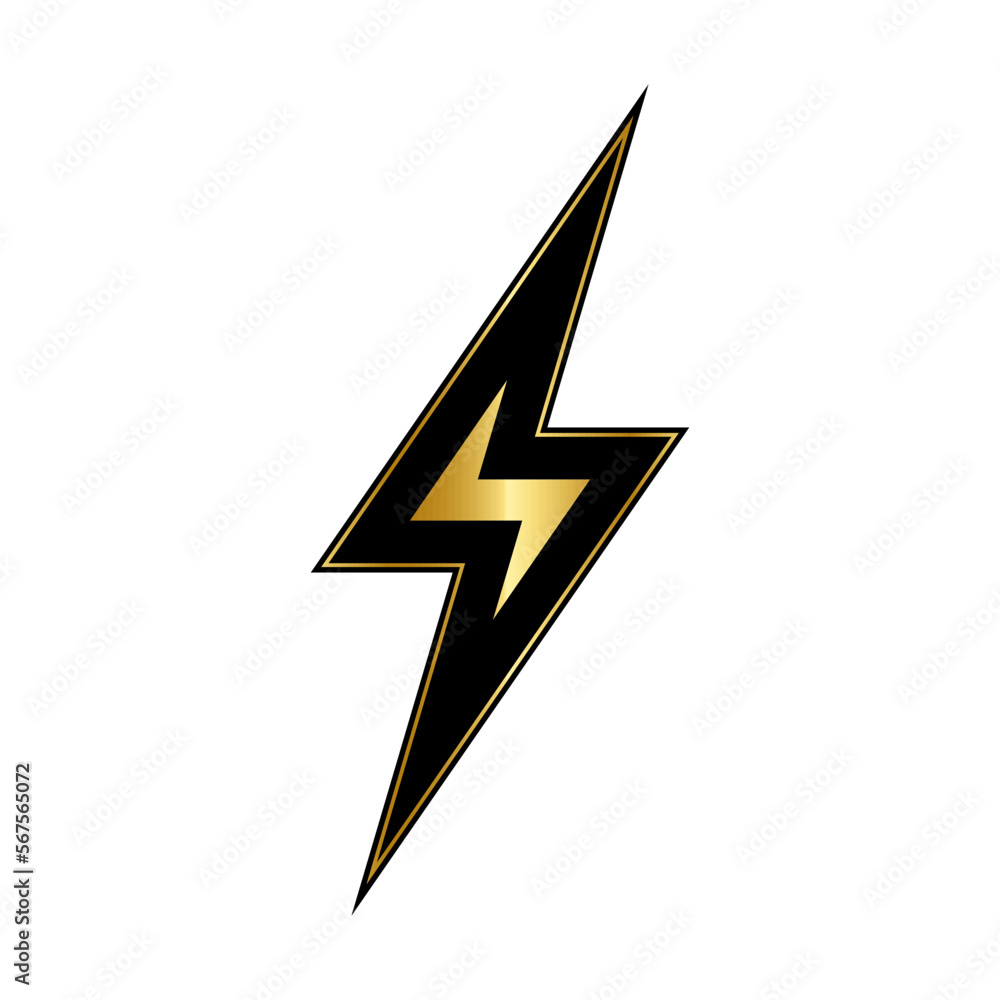 Gold lightning bolt icon. Lightning bolt sign design. Abstract ...