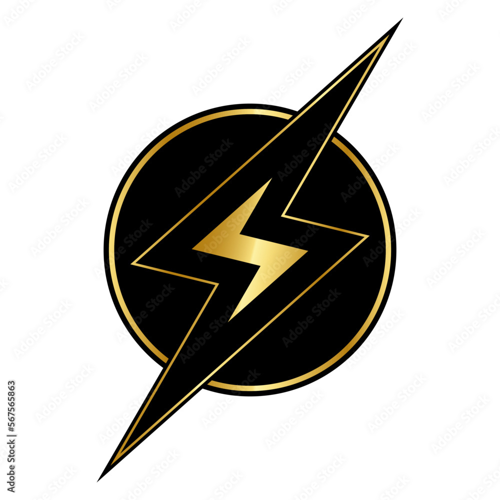 Gold lightning bolt icon. Lightning bolt sign design. Abstract ...