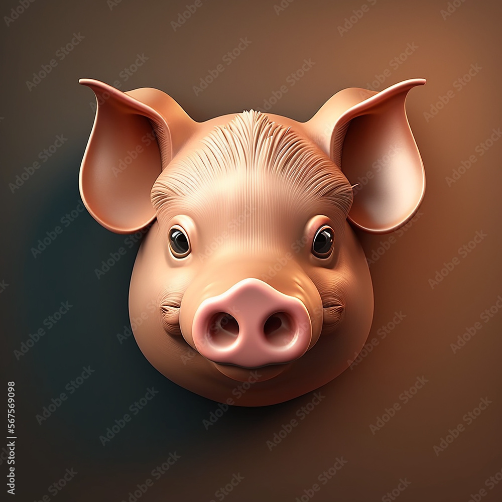 The 3d pig icon is beautiful and cute. Generative AI. 3D lovely pig ...