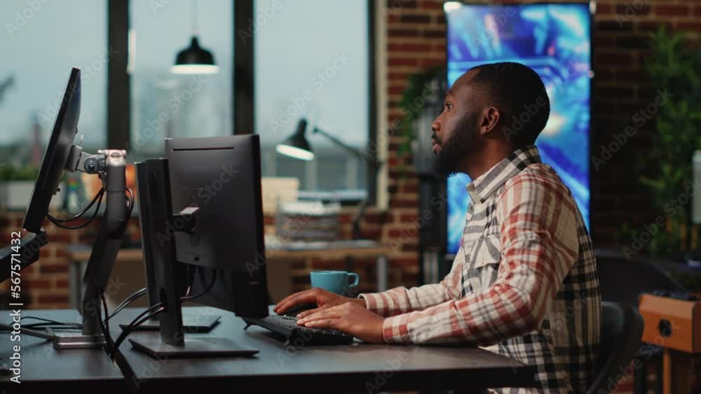 Team of professional developers working on software development with ...