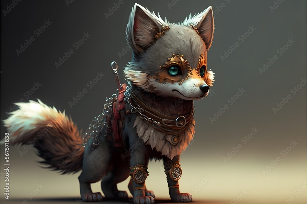 cute wolf character created using AI Generative Technology Stock ...