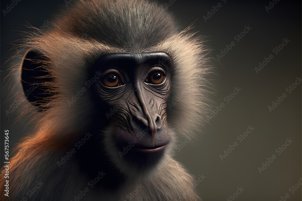cute baboon character created using AI Generative Technology Stock ...