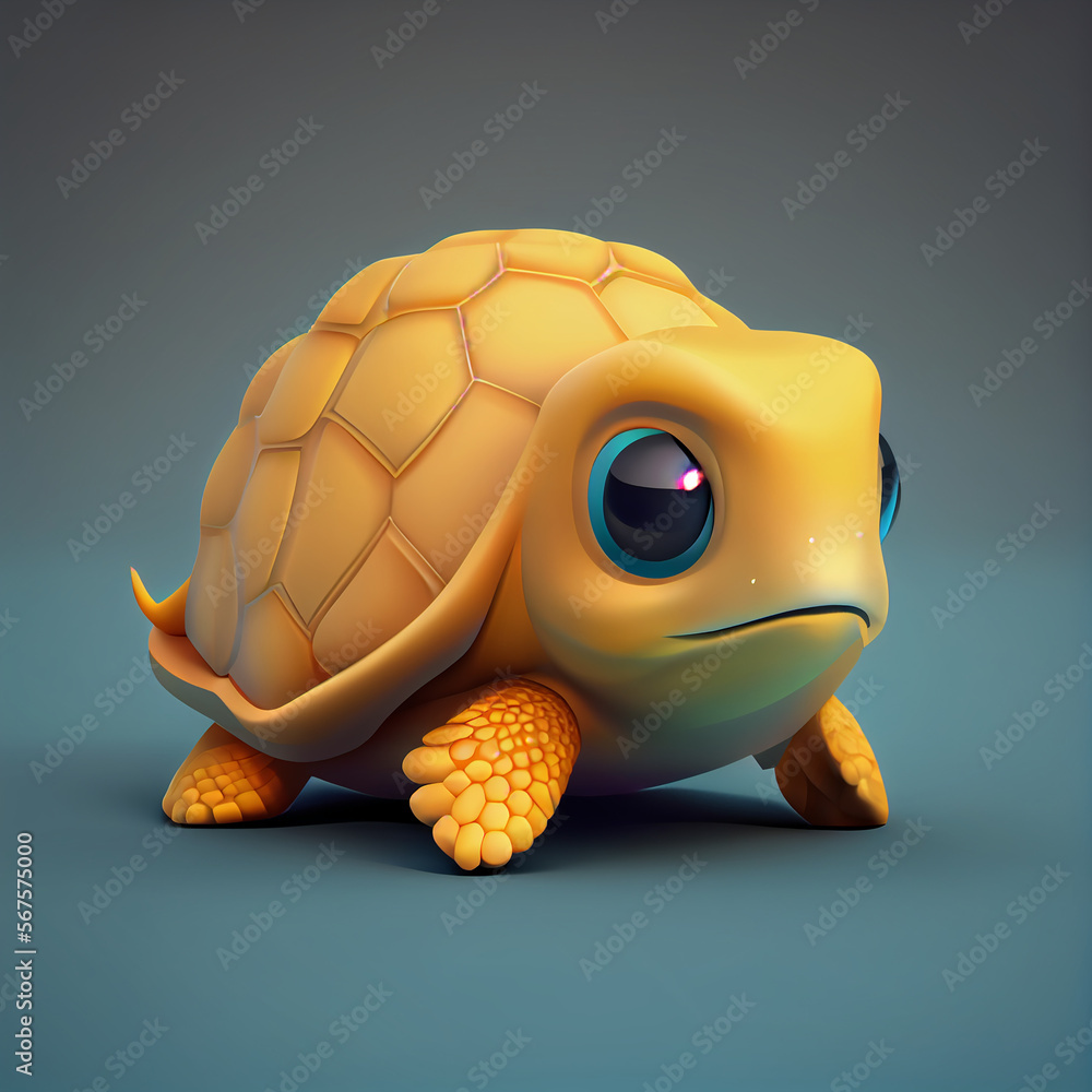 The 3d turtle icon is beautiful and cute. Generative AI. 3D lovely ...