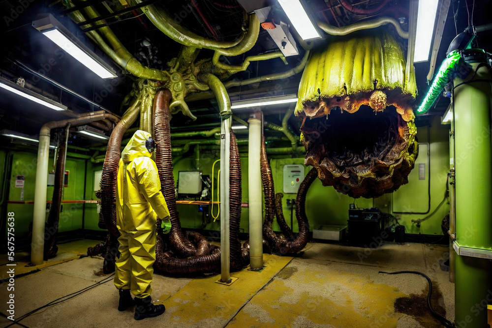 Top-Secret Underground Lab where Hazmat Protector Talks to Alien Fungal ...