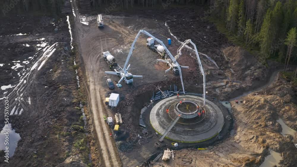 Pouring of a concrete footing for a mega structure foundation in the ...