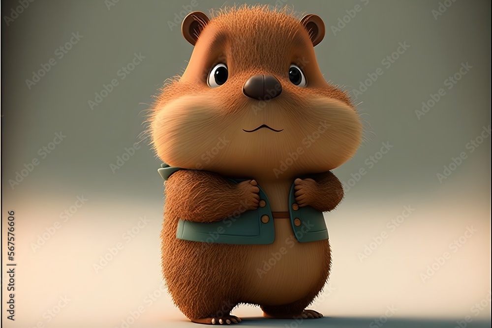 cute beaver character created using AI Generative Technology Stock ...