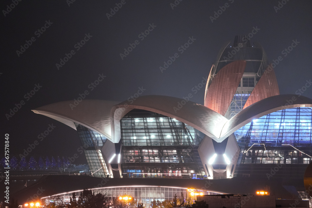 Deniz Mall landmark building commercial center from Azerbaijan during a ...