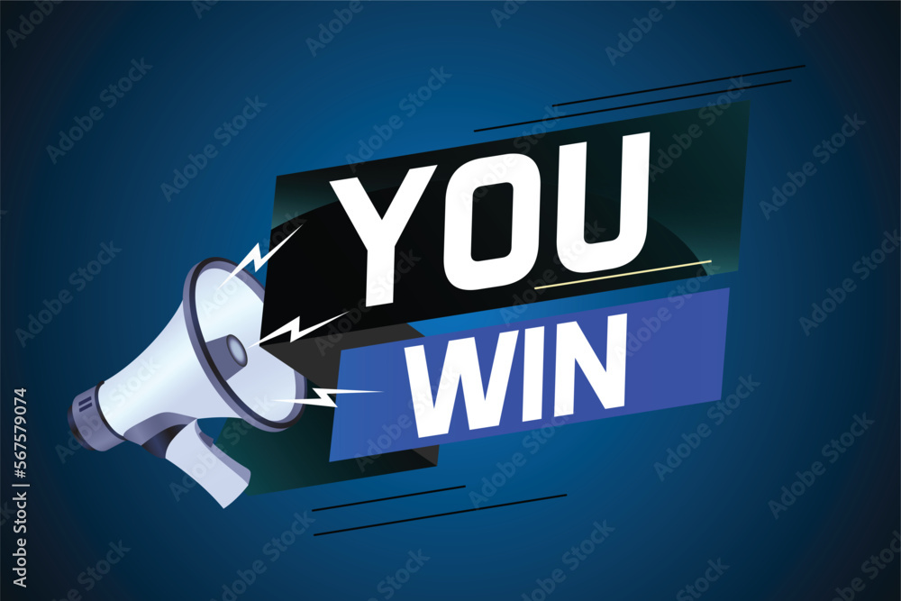 You win word concept vector illustration with megaphone and 3d style ...