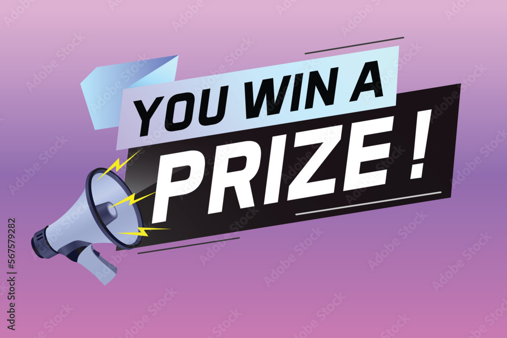 you win prize word concept vector illustration with megaphone and 3d ...