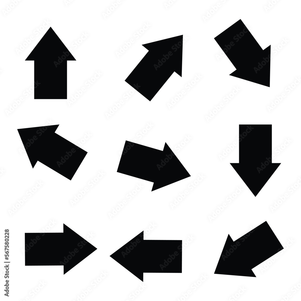 Vector hand drawn arrow elements isolated on white. Vector set of hand ...