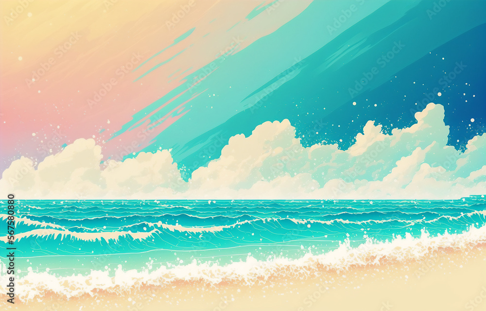 Pastel color of beach and sea background. made with generative AI Stock ...
