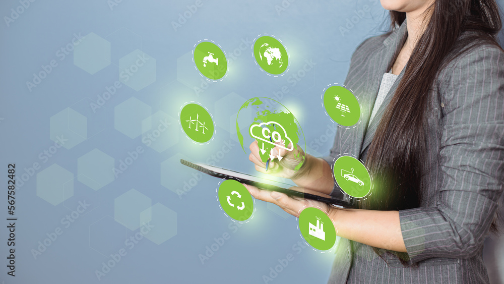 concept of Reduce greenhouse gas emission for climate change and ...