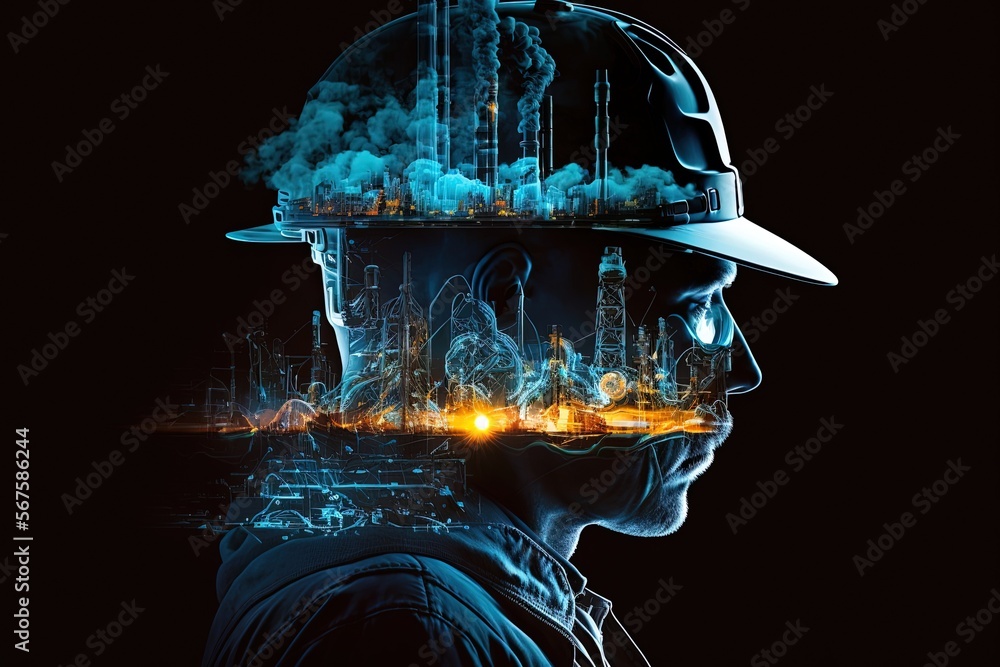 Conceptual graphic design of an energy sector and future manufacturing ...