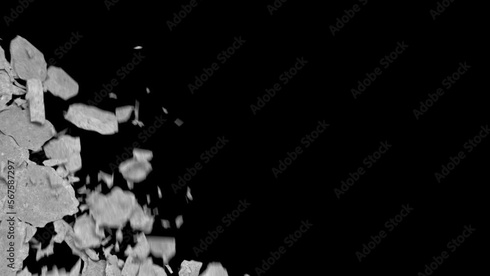 Concrete wall destructions fracture falling down pack with 2 version of ...