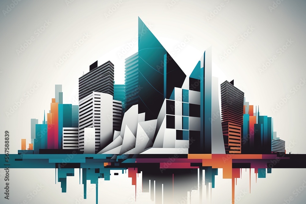 colorful buildings shape illustrations for background, generative ai ...