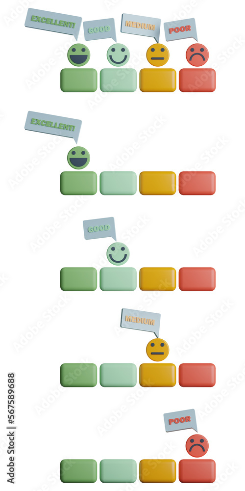 3d rendering rating scale illustration. Concept business review and ...