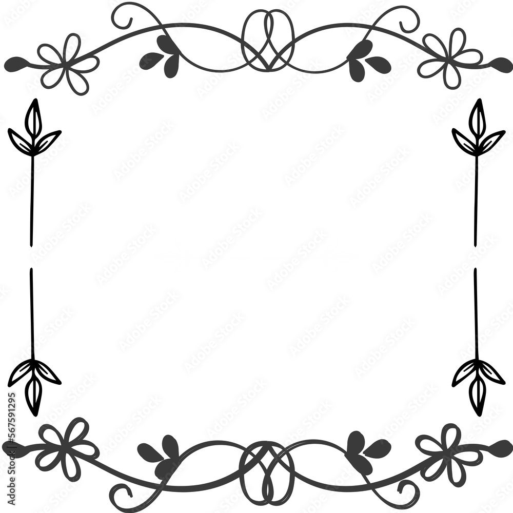 Simple and floral frame and square border Stock Illustration | Adobe Stock