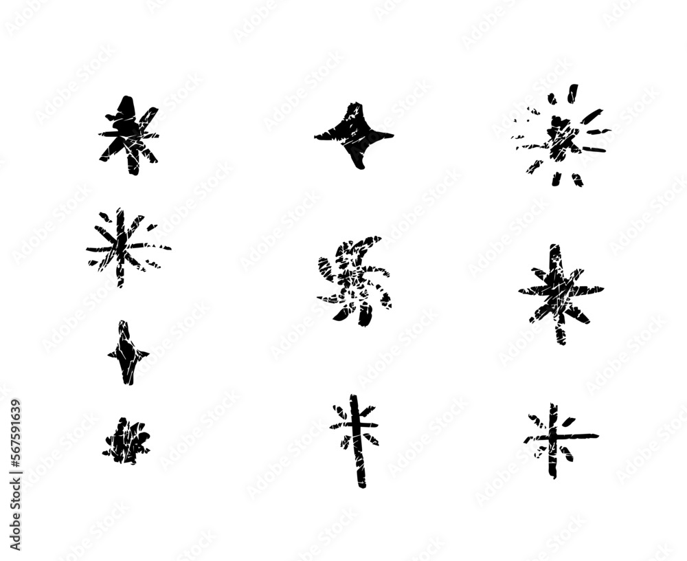Stars. Hand drawn different stars vector illustrations. Stars sketch ...