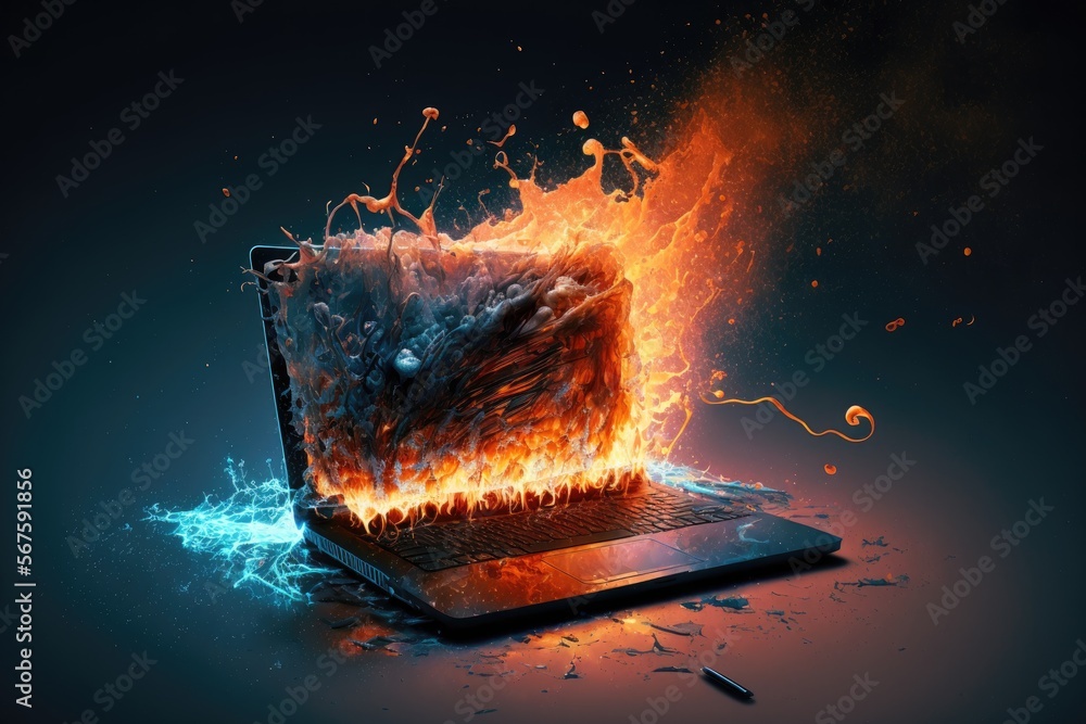 Photo & Art Print The Devastating Reality of a Laptop Caught on Fire An ...