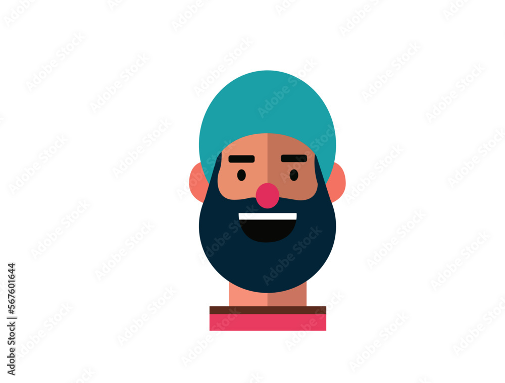 Portrait of a Sikh man. The head of a guy with a beard in a turban ...
