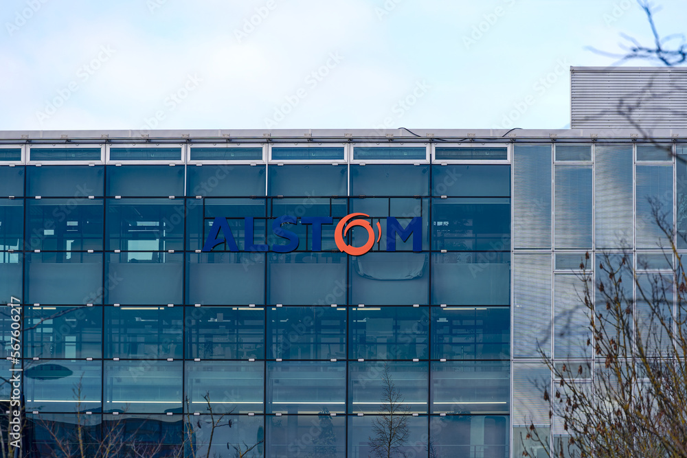 Office building of French industrial transport company Alstom at City ...