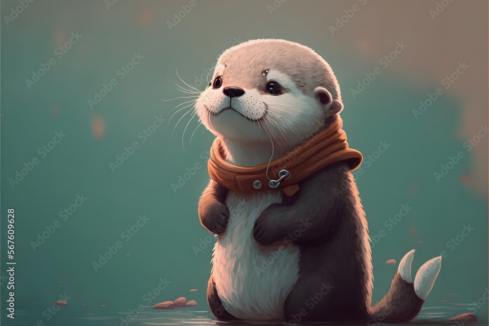cute otter character created using AI Generative Technology Stock ...