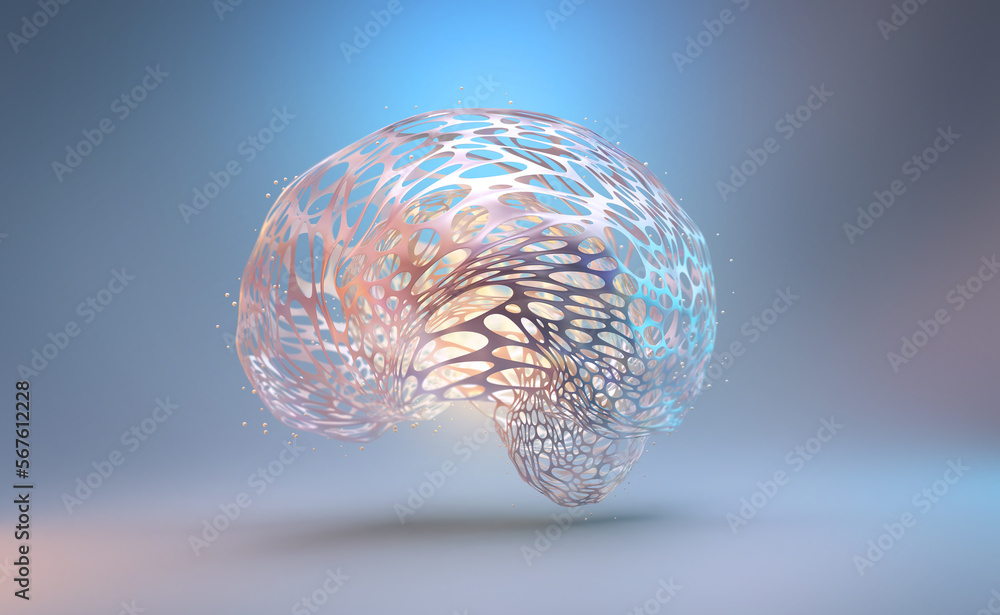 Development of artificial intelligence. Synthetic brain, AI, mind, neural network 3D ...