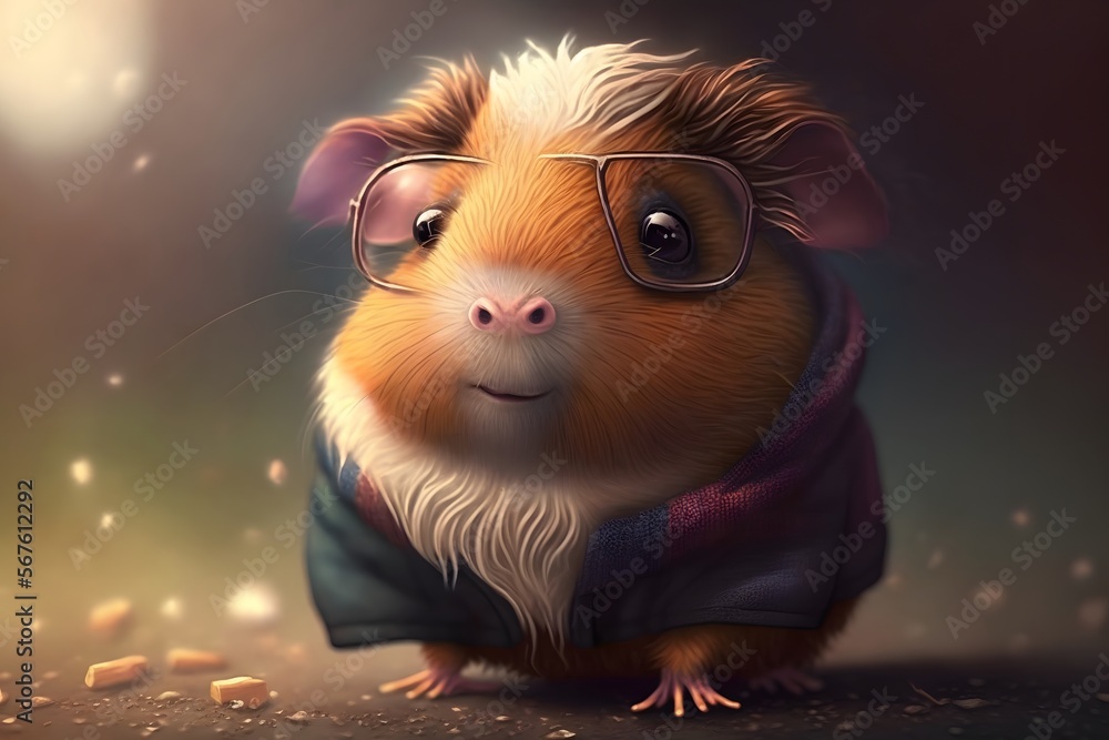 cute guinea pig character created using AI Generative Technology Illustration Stock | Adobe Stock