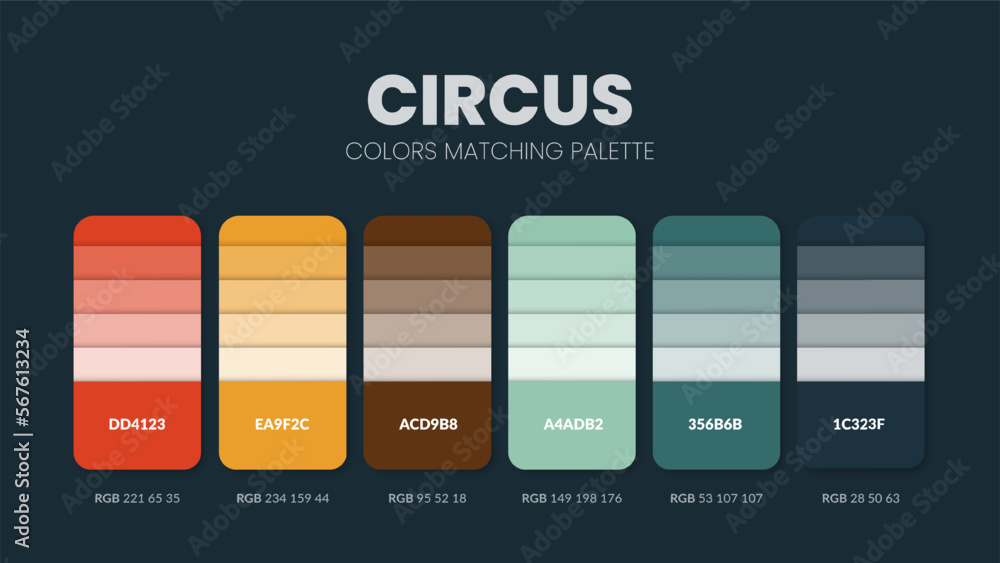 Color palette in Circus colour theme collections. Color inspiration or ...