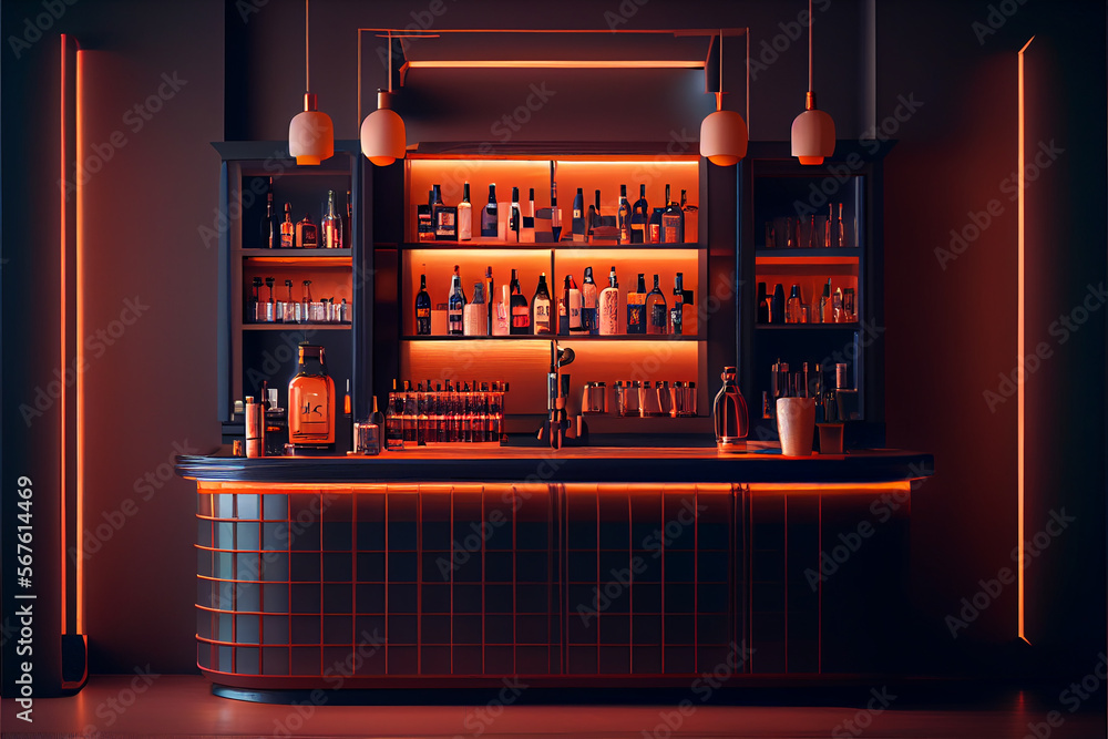 Contemporary Bar wallpaper. generative ai Stock Illustration | Adobe Stock