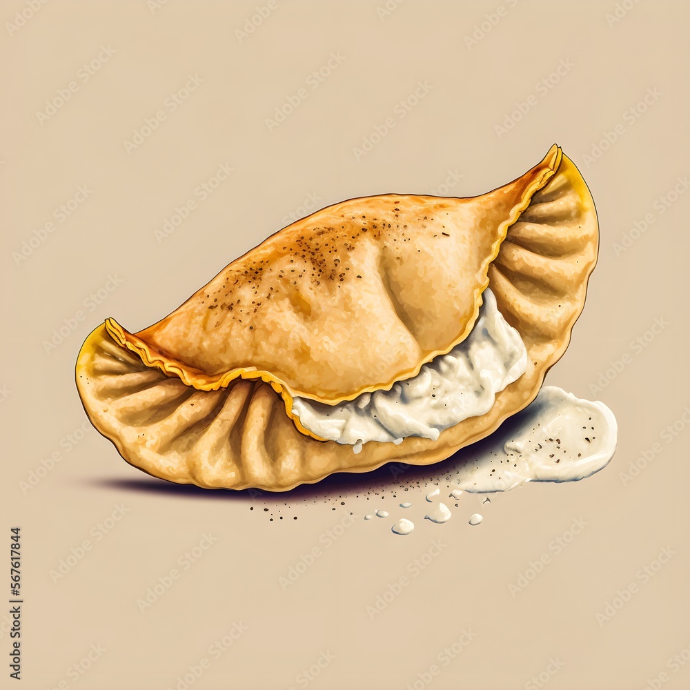 handdrawn pierogi realistic wallpaper illustration Stock Illustration ...
