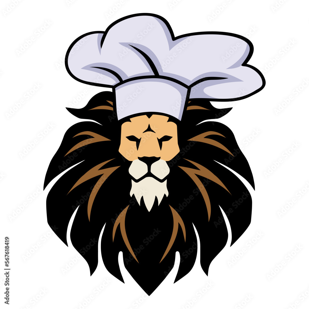 Lion Chef Mascot Restaurant Logo Design Template Vector Art Stock ...