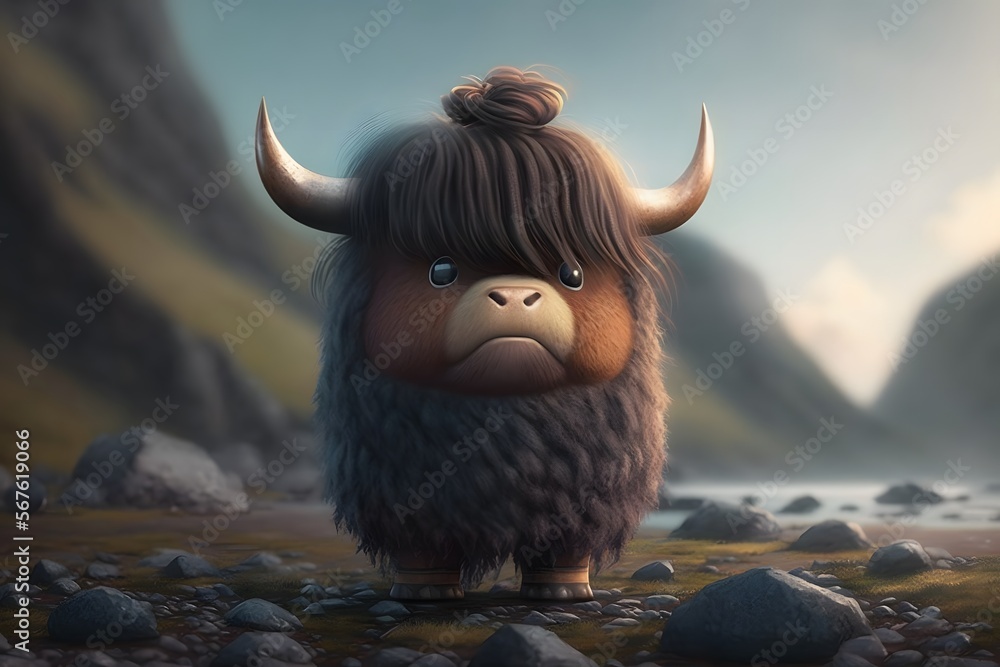 cute yak character created using AI Generative Technology Stock ...