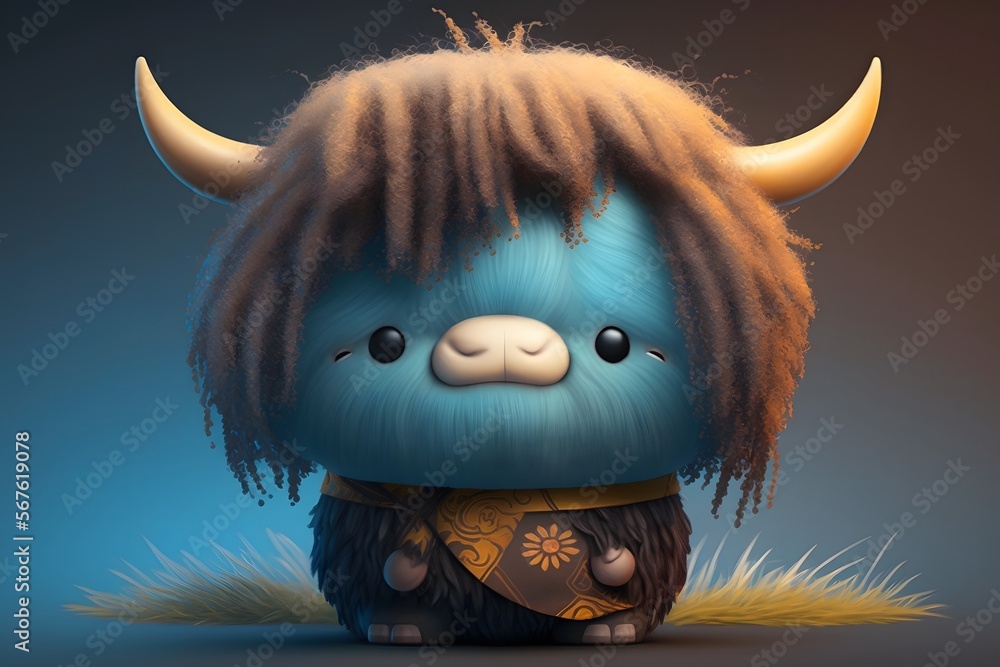 cute yak character created using AI Generative Technology Stock ...
